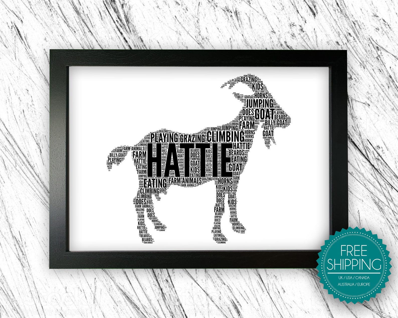Personalised Billy Goat Gifts Word Art Wall Print Goat Farm | Etsy