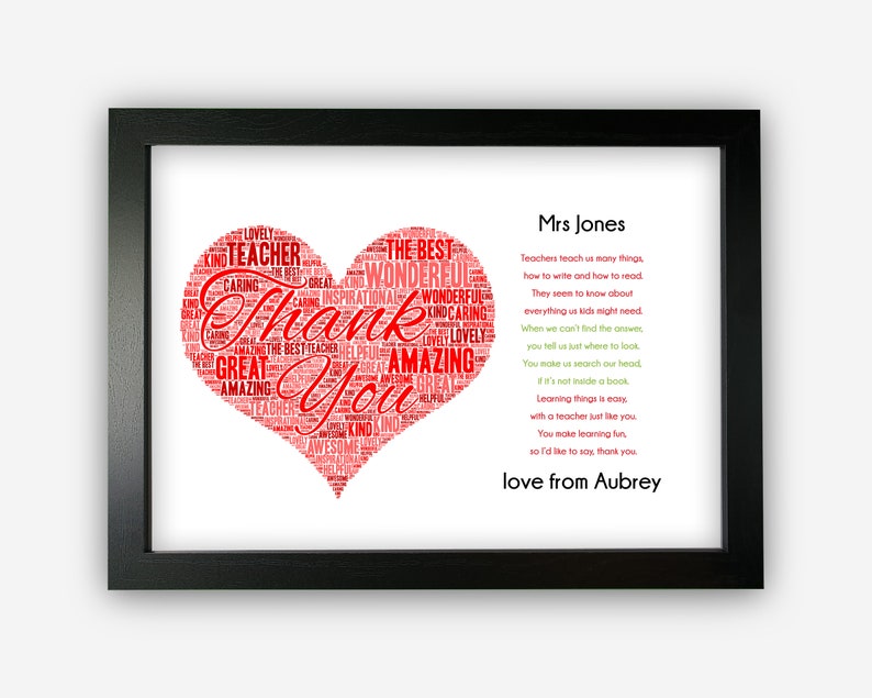 TEACHER APPRECIATION GIFT Personalised Teacher Gift Love Heart - Etsy