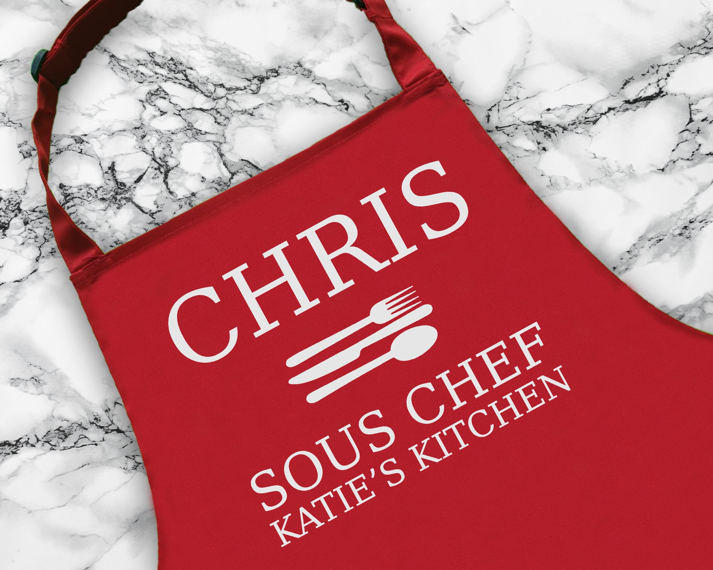 Personalised Sous Chef Apron Custom Cooking Baking Apron Anniversary ...