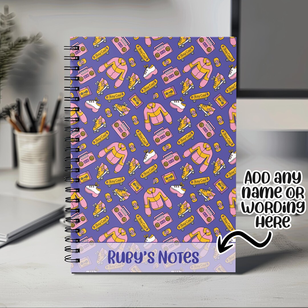 Personalised Notebook With Any Name or Message - Retro 90s Style Design ...
