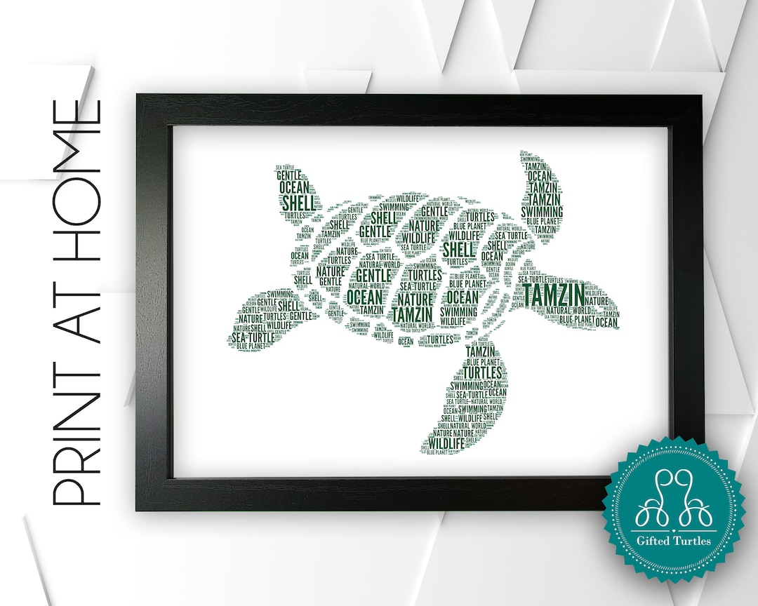 Personalised PRINTABLE Sea Turtle Gifts Word Art Wall Print - Ocean ...