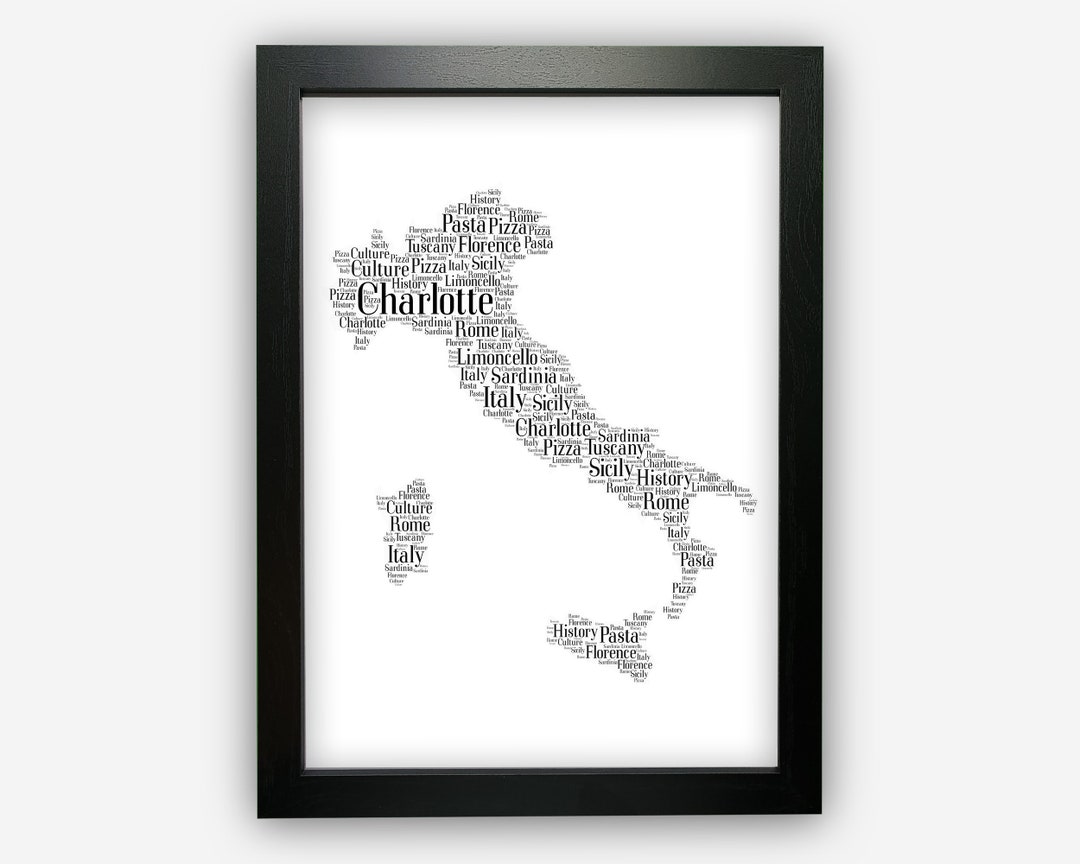 Personalised Italy Gifts Word Art Wall Print - Flag Map Gifts Wall ...