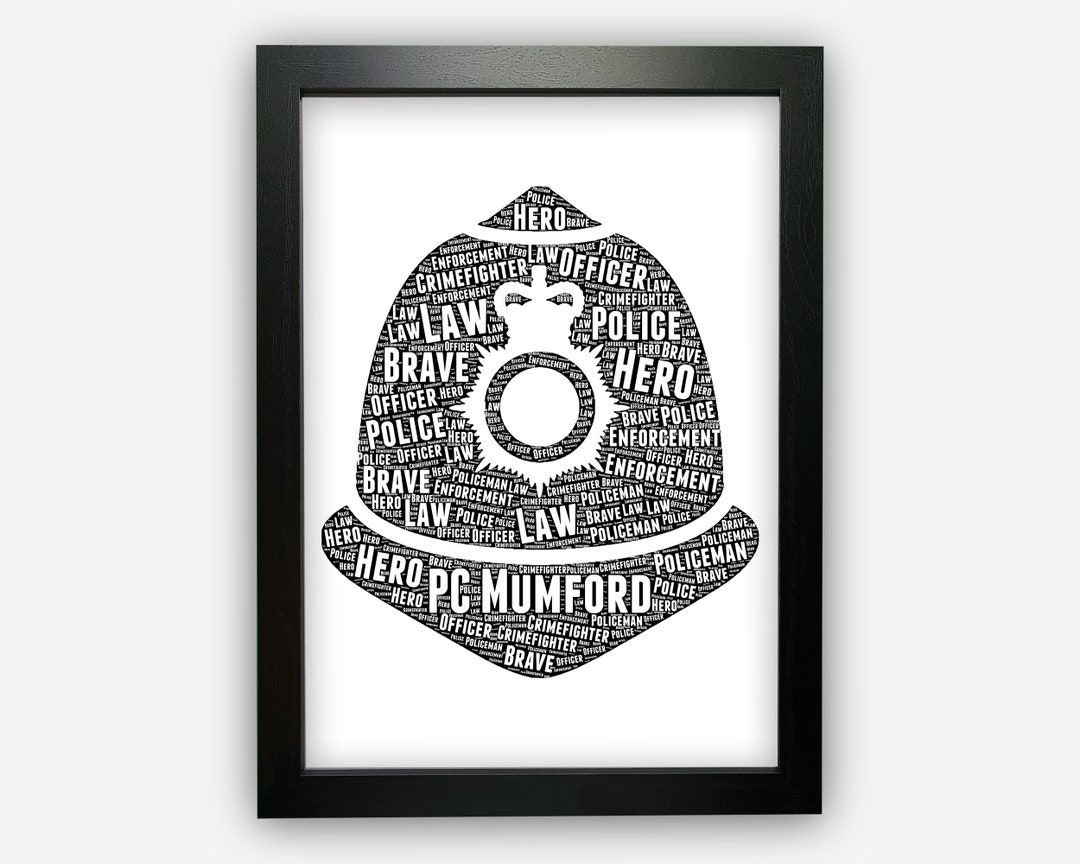 Personalised Police Officer Gifts - UK Policeman Hat Word Art Wall ...
