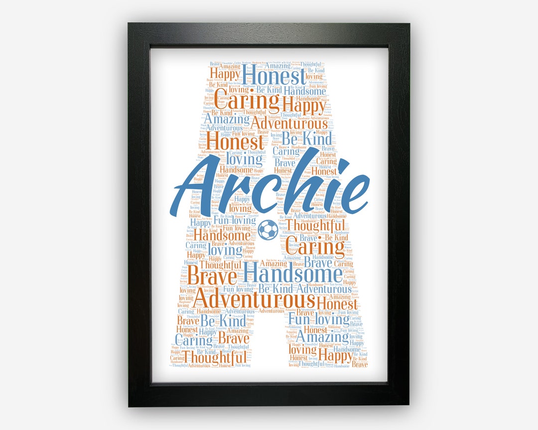 Personalised Any Initial Gifts Word Art Wall Print Boys Name Gifts Wall ...