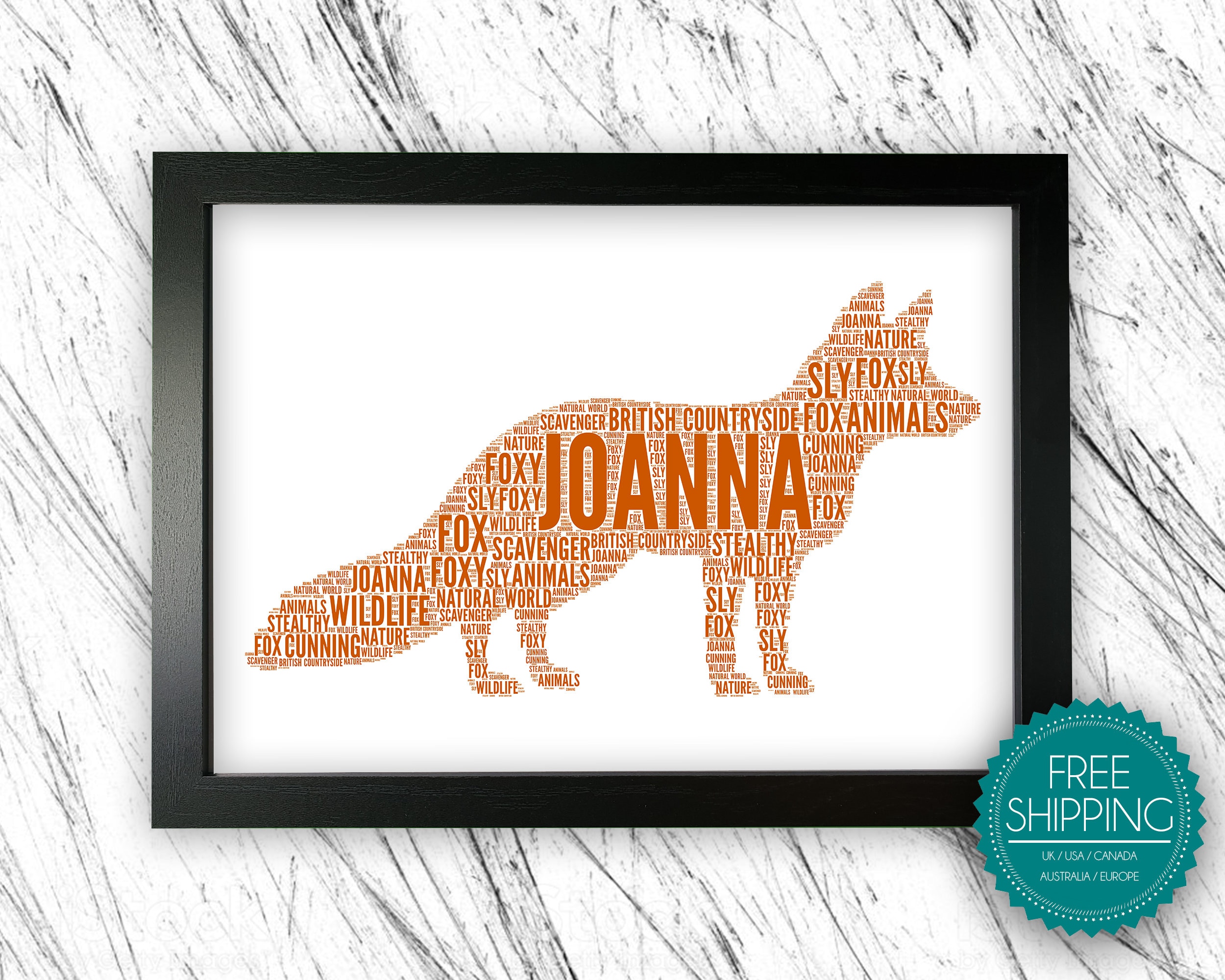 Personalised Fox Gifts Word Art Wall Print Foxy Lady Gifts | Etsy
