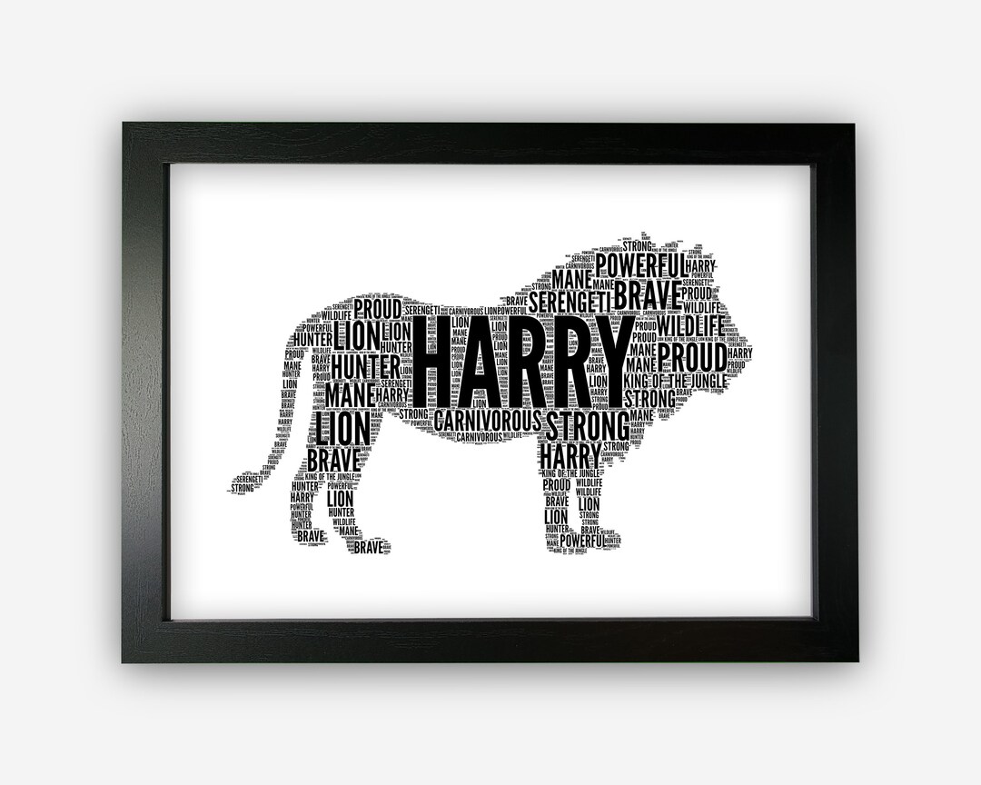 Personalised Lion Gifts Word Art Wall Print - Big Cat Gifts Wall Decor ...
