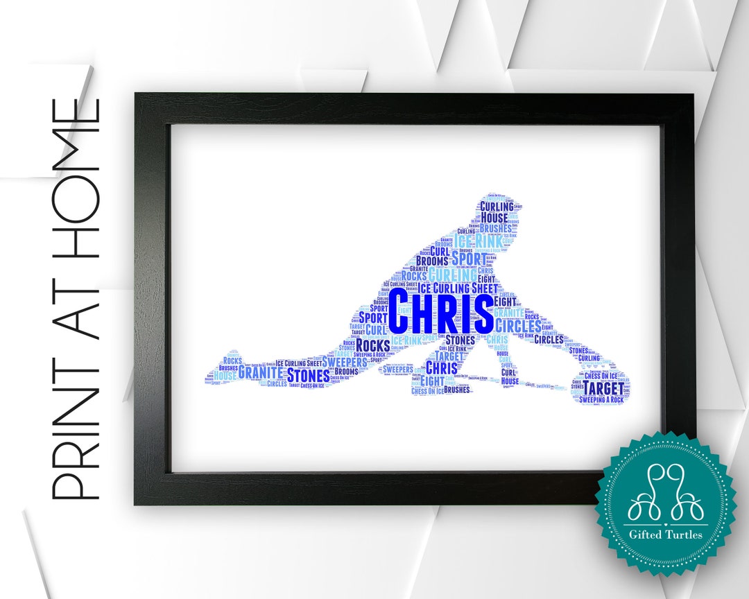 Personalised PRINTABLE Curling Gifts Word Art Wall Print Ice Sports ...