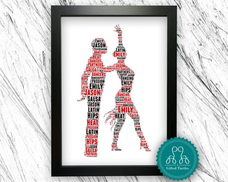 Personalised Salsa Dance Partners Latin Dancer Gift Word Art | Etsy