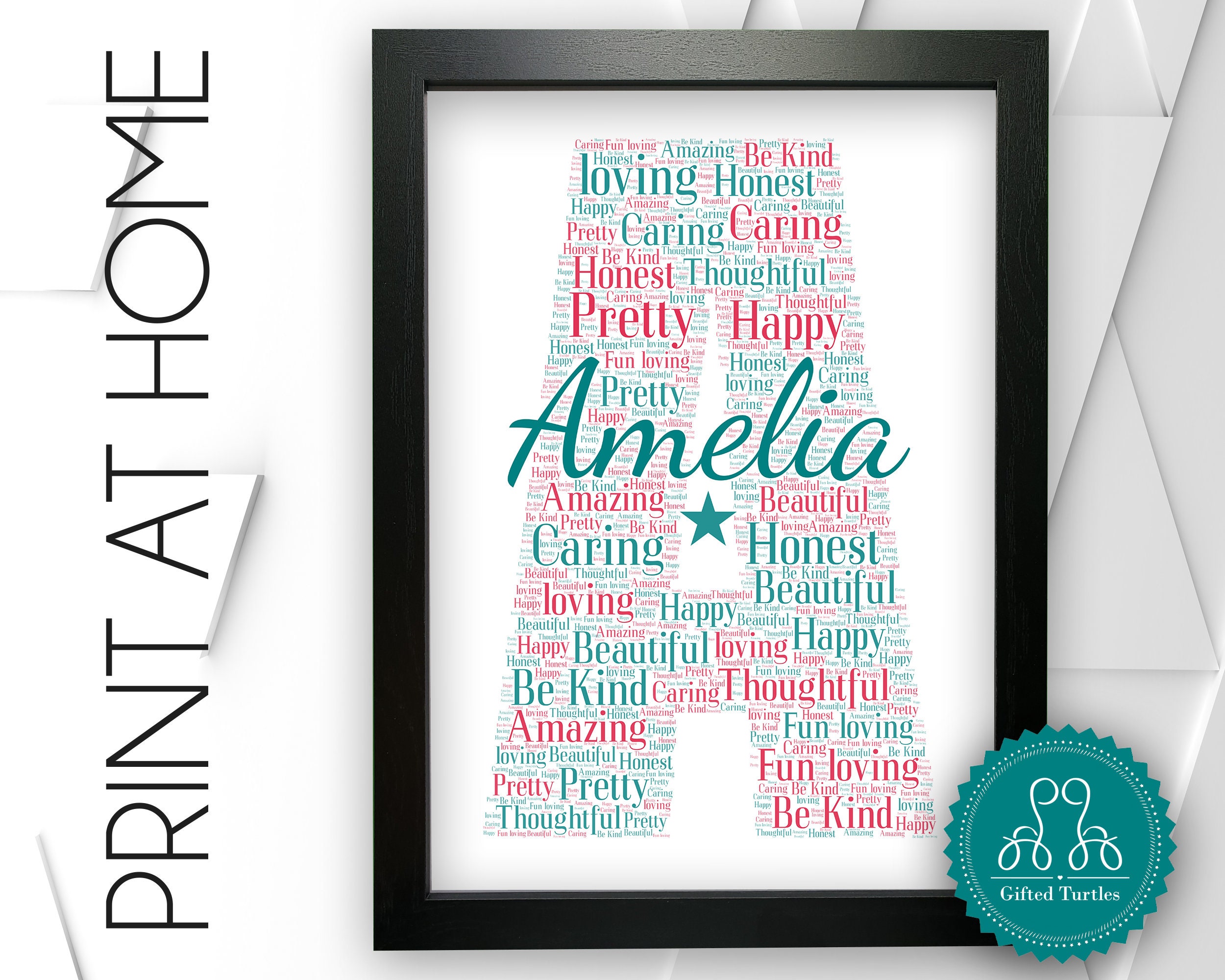Personalised PRINTABLE Any Initial Gifts Word Art Wall Print | Etsy