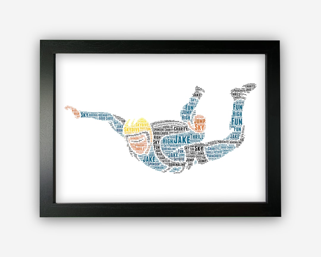 Personalised Skydiving Skydive Extreme Sports Base Jumping Gift Word ...
