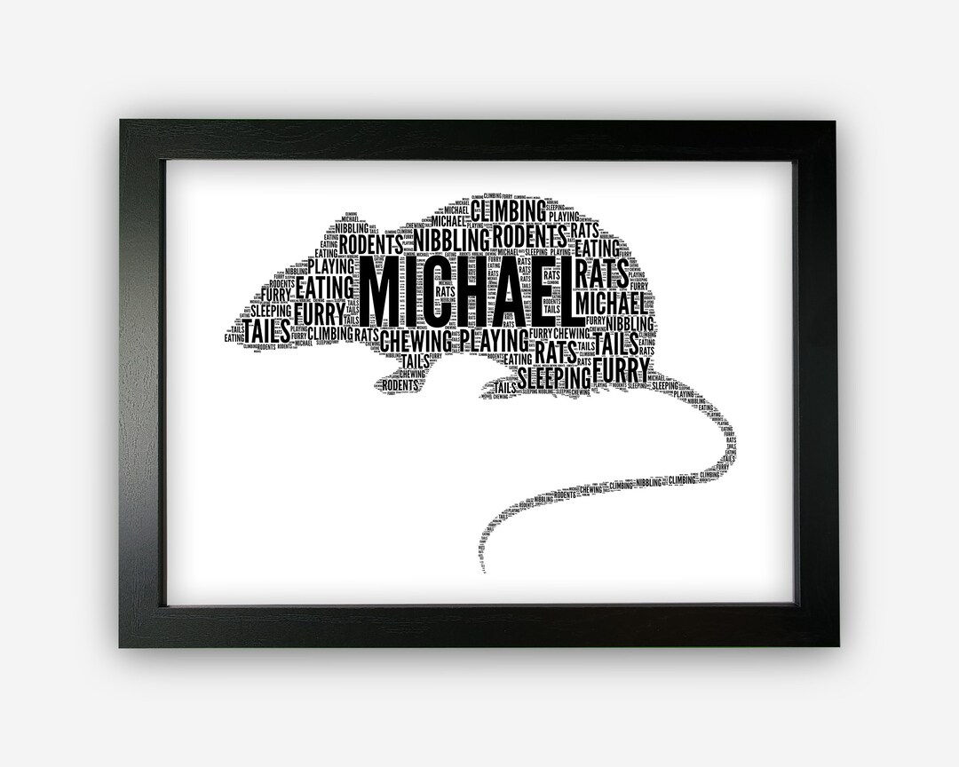 Personalised Rat Gifts Word Art Wall Print - Pet Rodent Gifts Wall ...