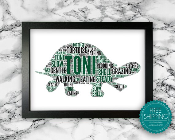Personalised Tortoise Gifts Word Art Wall Print Pet Tortoise | Etsy