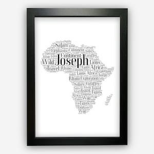 Personalised Africa Gifts Word Art Wall Print - Flag Map Gifts Wall ...