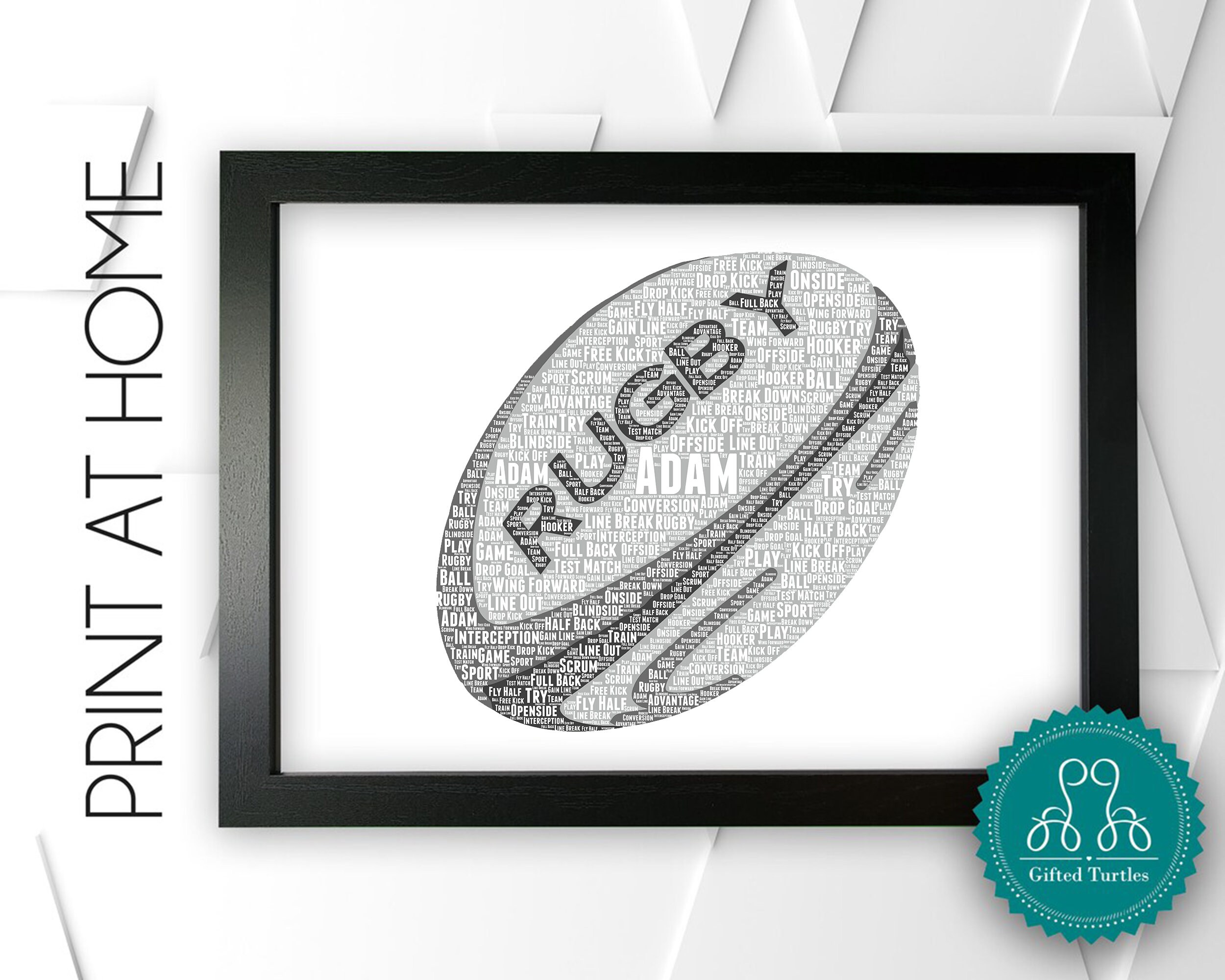 Personalised PRINTABLE Rugby Ball Word Art Gift Sports Gifts - Etsy