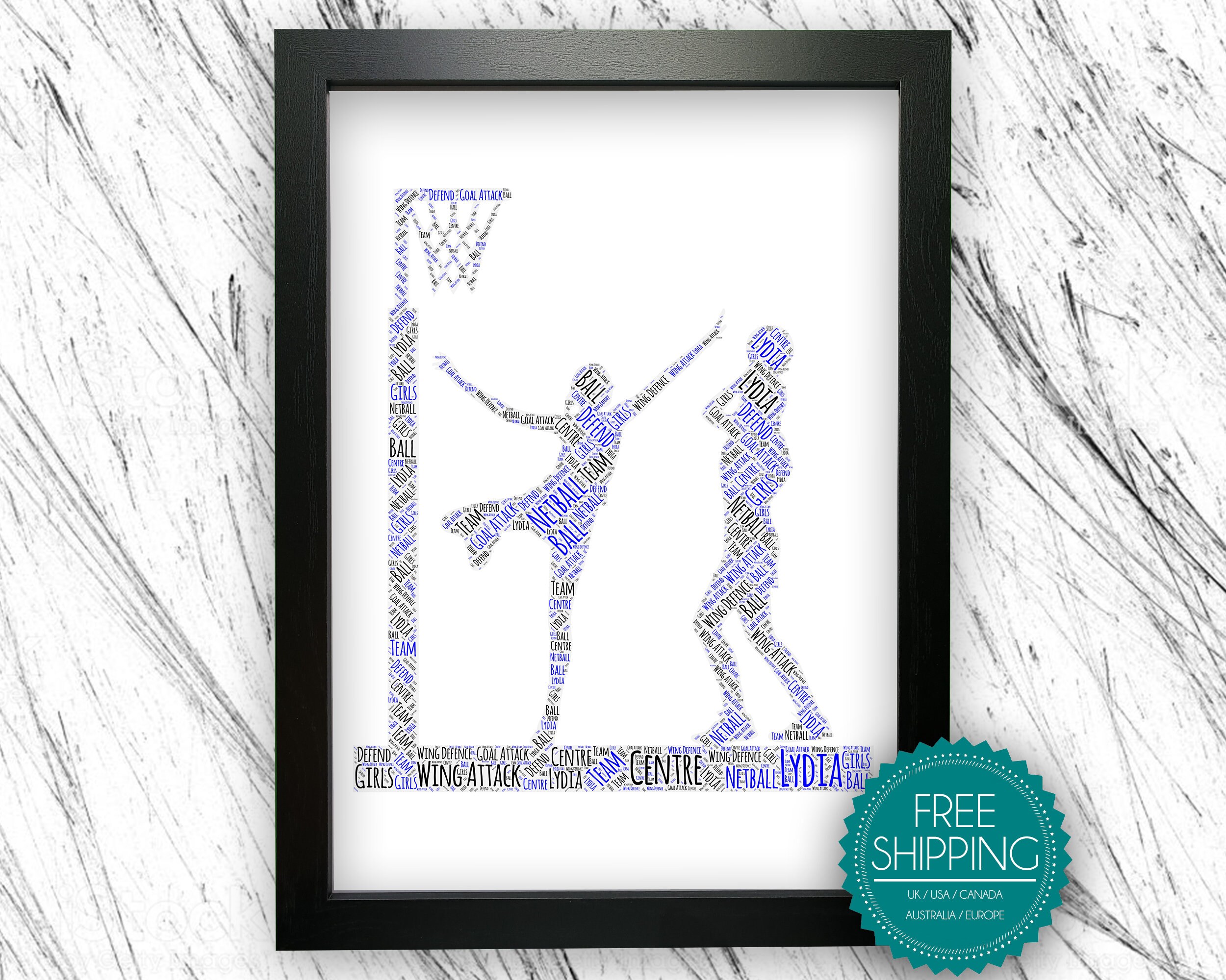 Personalised Netball Player Sports For Netball Team Gift Word | Etsy