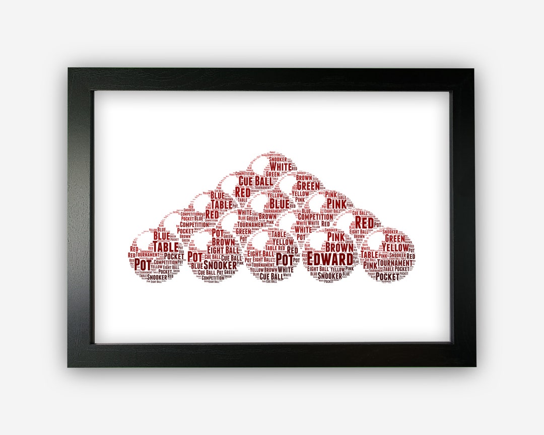 Personalised Word Art Gift Snooker Gifts Billiards Gifts Print Pool ...