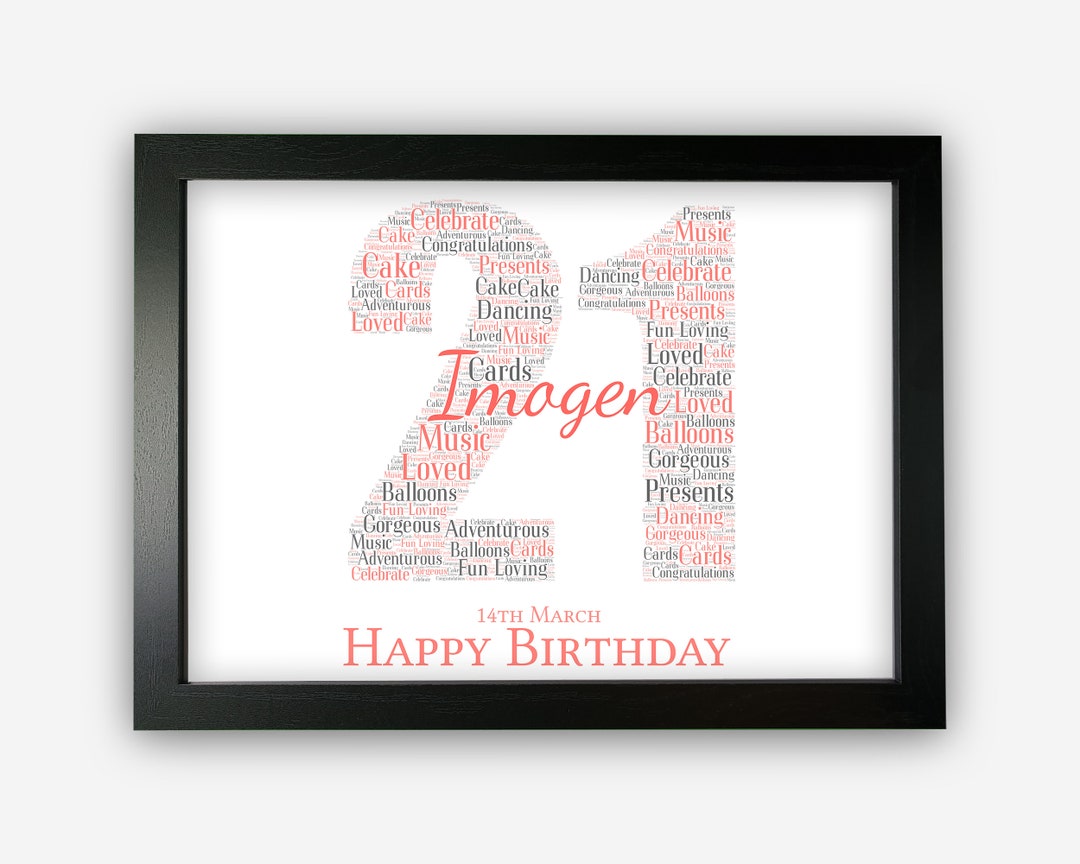 Personalised 21st Birthday Gifts Word Art Wall Print for - Etsy