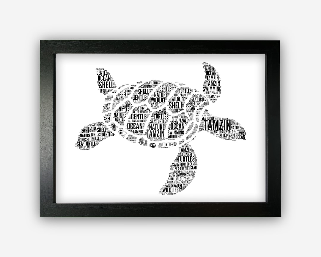 Personalised Sea Turtle Gifts Word Art Wall Print - Ocean Life Gifts ...