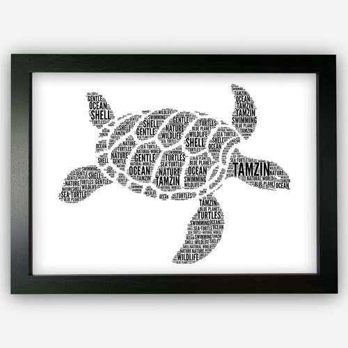 Personalised Sea Turtle Gifts Word Art Wall Print Ocean Life | Etsy