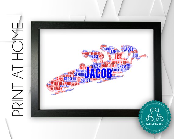 Personalised Bobsleigh PRINTABLE Gifts Word Art Wall Print | Etsy