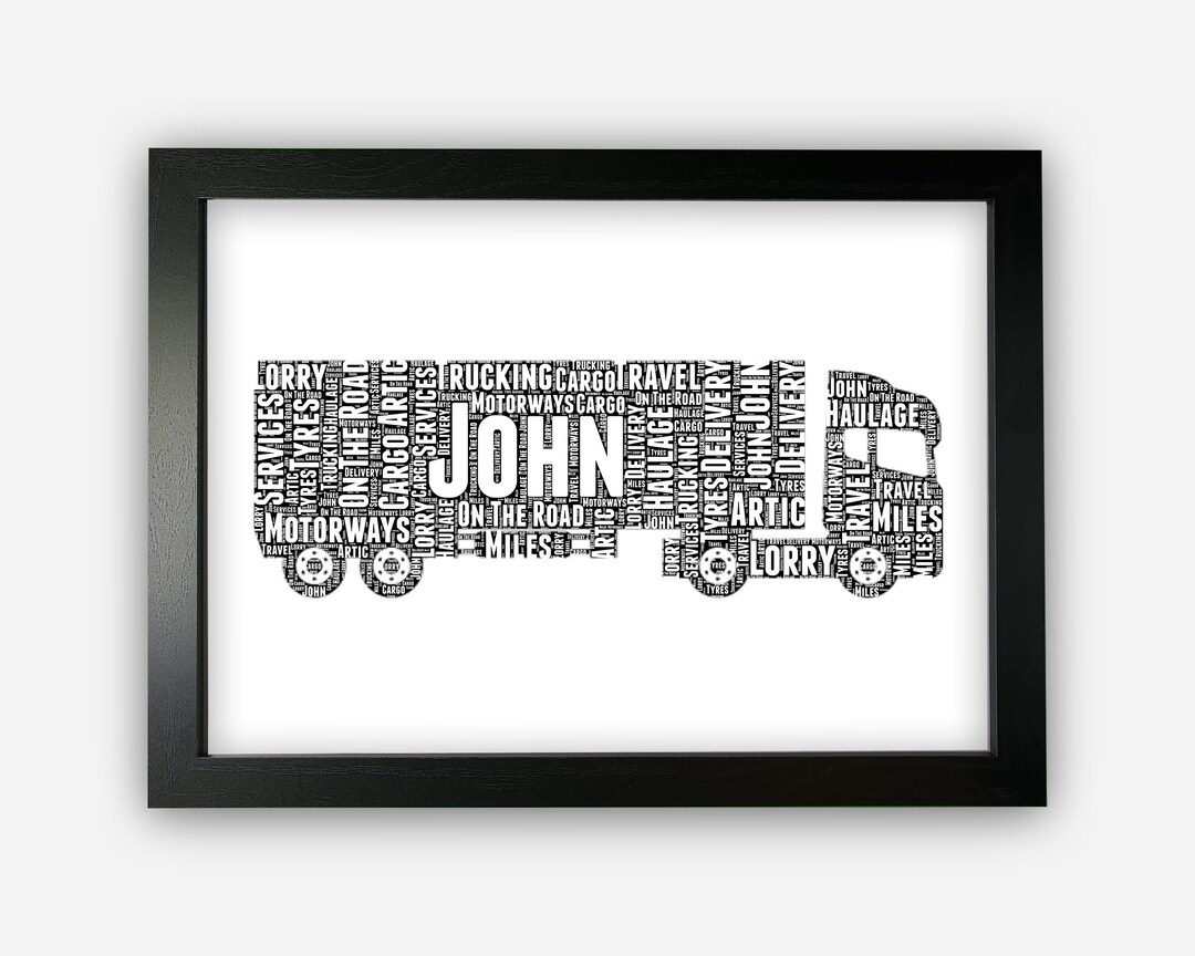 Personalised Lorry Artic Lorry Driver Gift Word Art Wall Room Decor ...