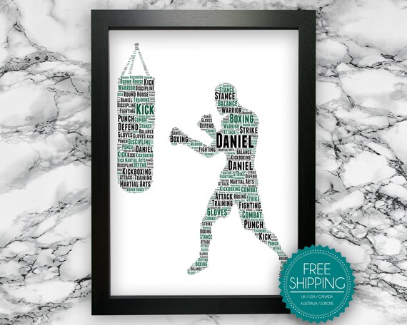 Personalised Word Art Gift Kickboxing Punchbag Gifts Kickboxer | Etsy