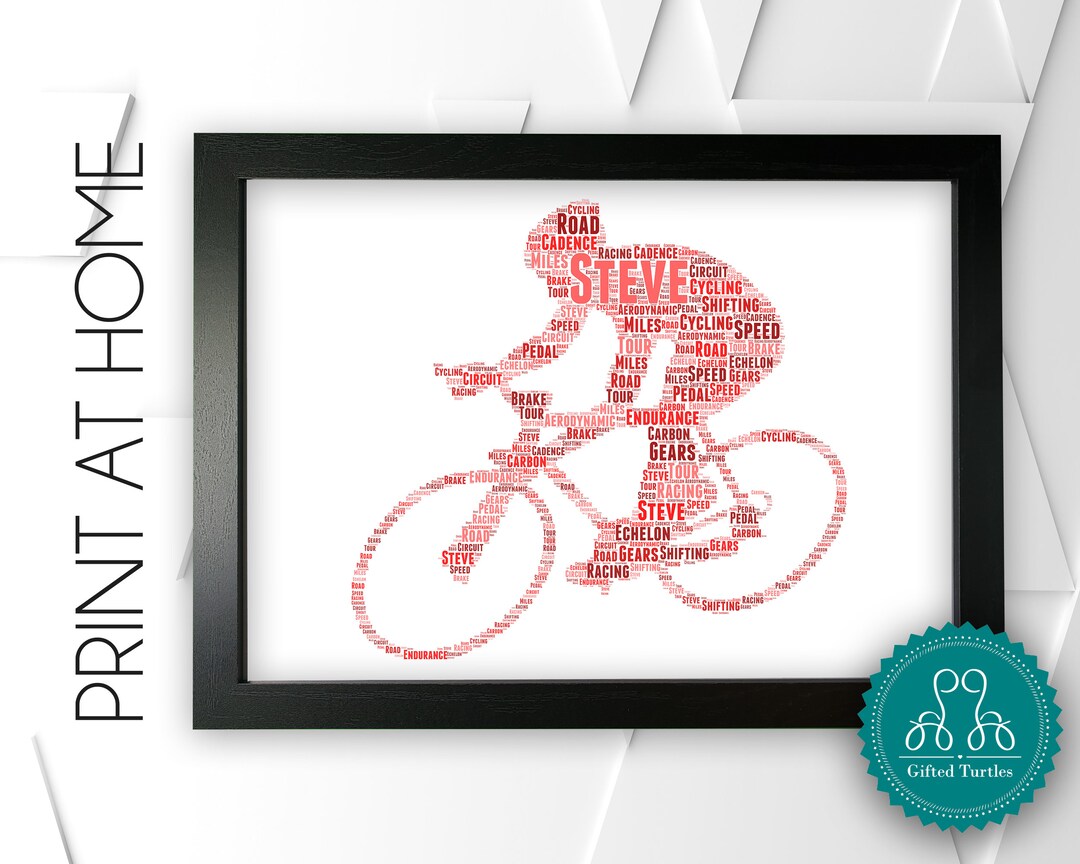 Personalised PRINTABLE Cycling Word Art Gift Bicycle Gifts Print Sports ...