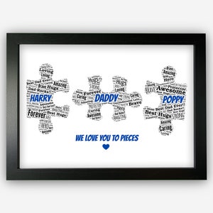 Personalised Fathers Day Gifts Word Art Wall Print - Dad Puzzle Gifts ...
