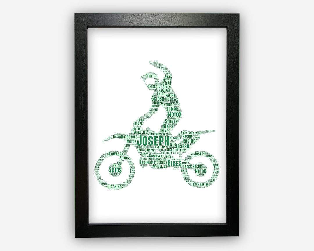 Personalised Motocross Gifts Word Art Print Moto X Motorcycle Motorbike ...