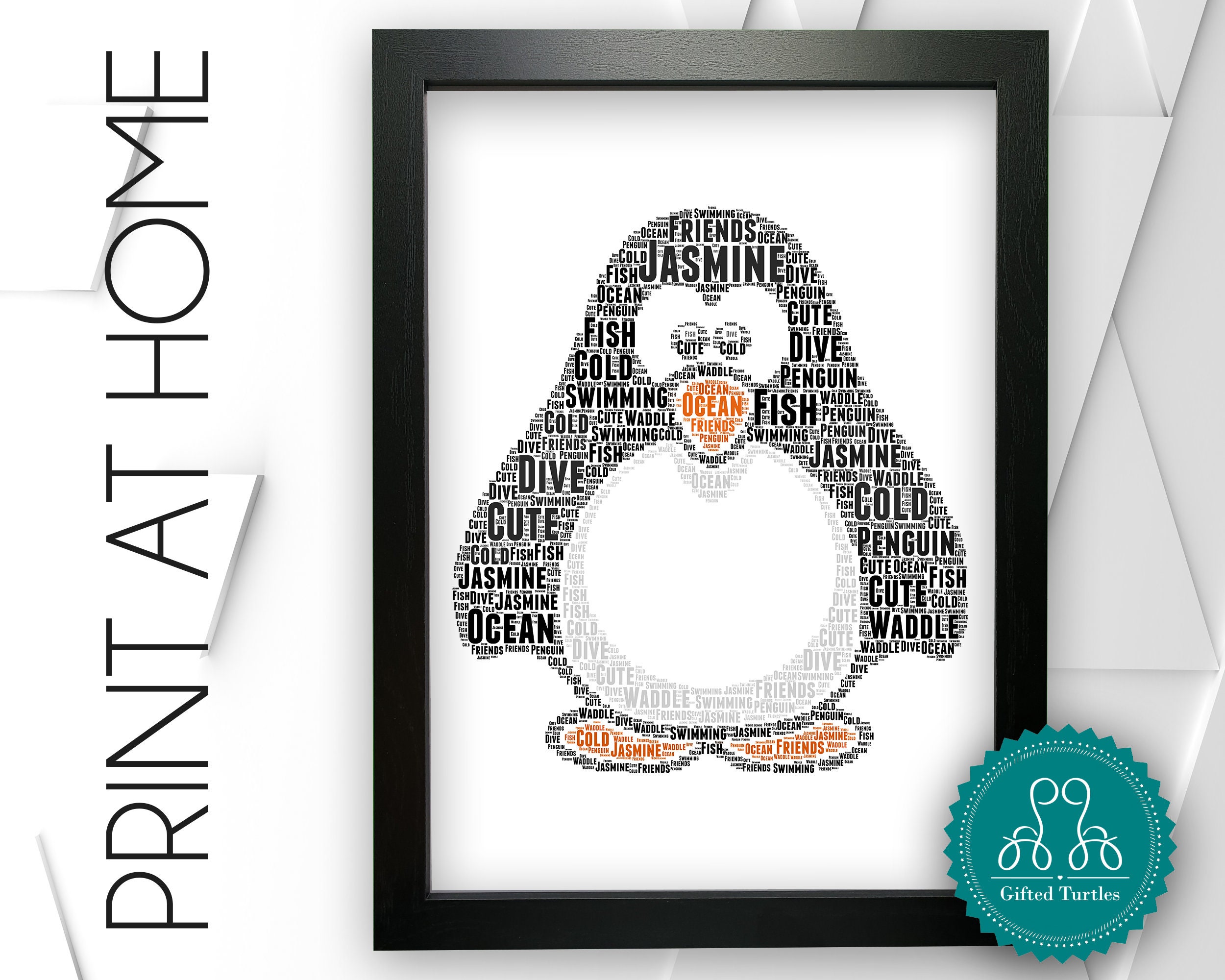 Personalised PRINTABLE Penguin Word Art Gift for Penguin Lover - Etsy UK
