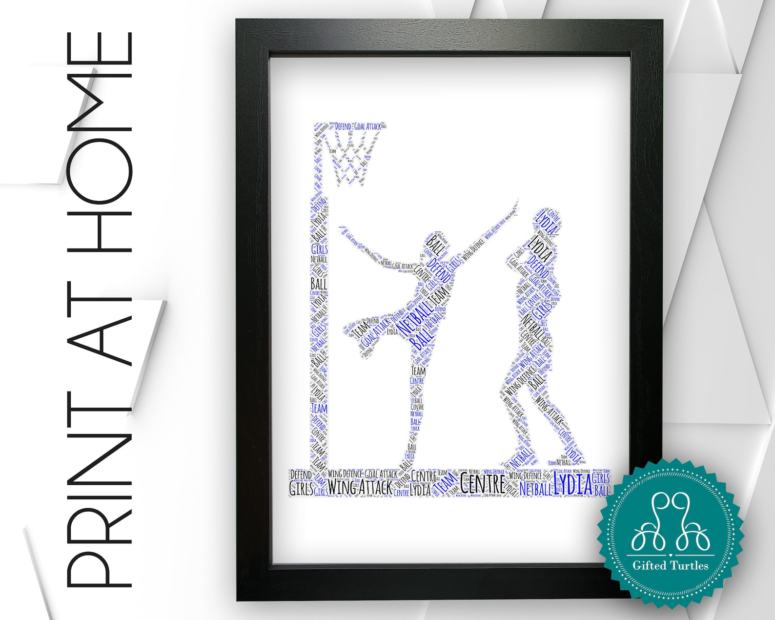Personalised PRINTABLE Netball Word Art Gift Netball Player Gifts Print ...