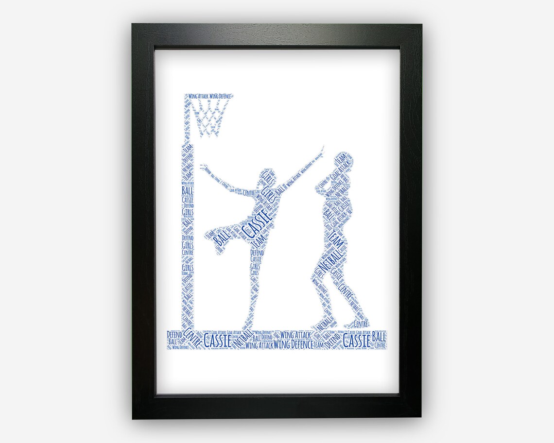 Personalised Netball Player Sports for Netball Team Gift Word Art Wall ...