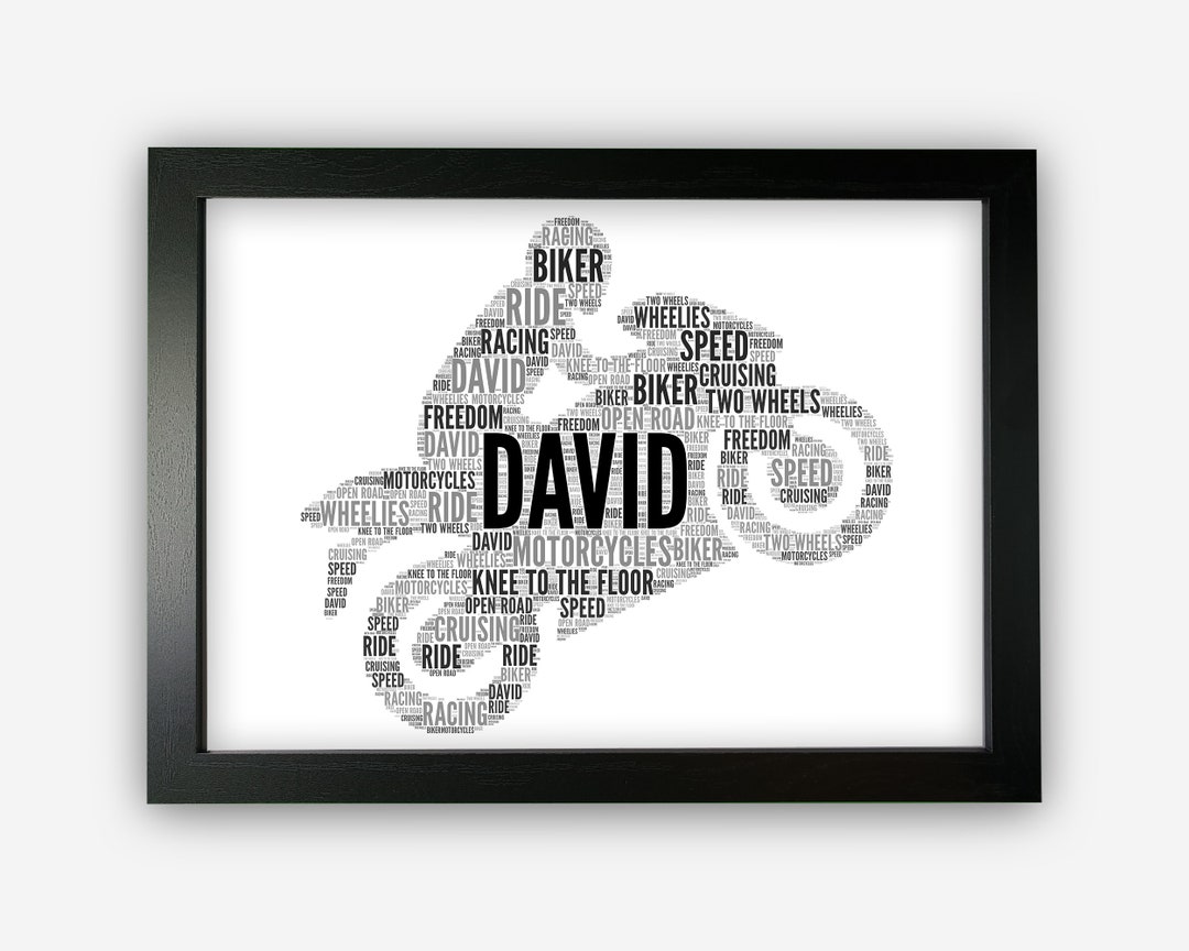 Personalised Motorbike Word Art Gift Motorcycle Wall Art Print for ...