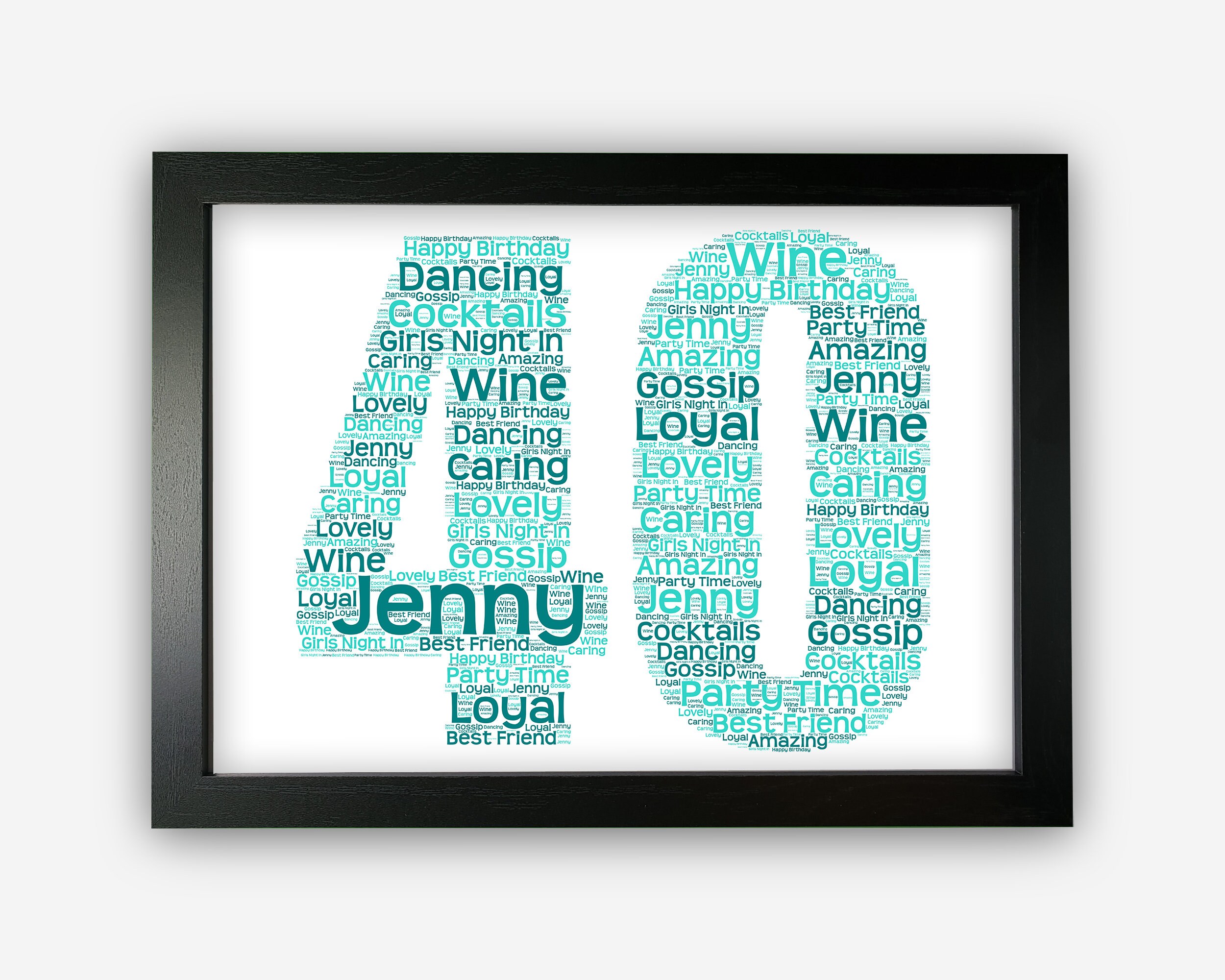 Personalised 40th Birthday Forty Birthday Gift Word Art Wall | Etsy