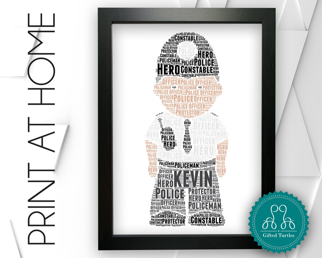 Personalised PRINTABLE Police Officer Word Art Gift Police Man Gifts ...