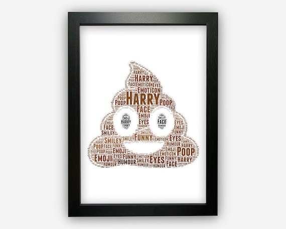 Personalised Poop Emoji Gifts Word Art Wall Print Smiley - Etsy