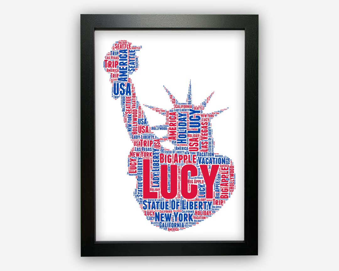 Personalised Statue of Liberty New York USA Gift Word Art Wall Room ...