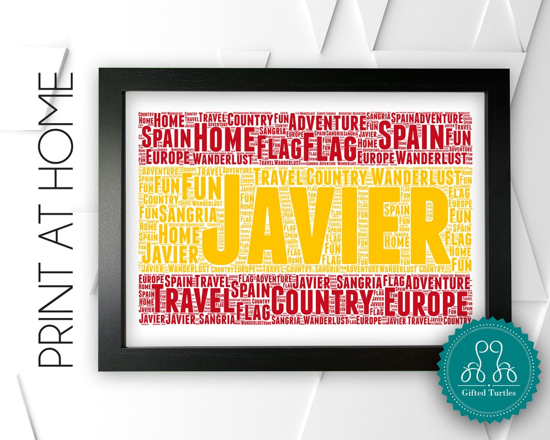 Personalised PRINTABLE Word Art Gift Spanish Flag Gift Spain Gift for ...