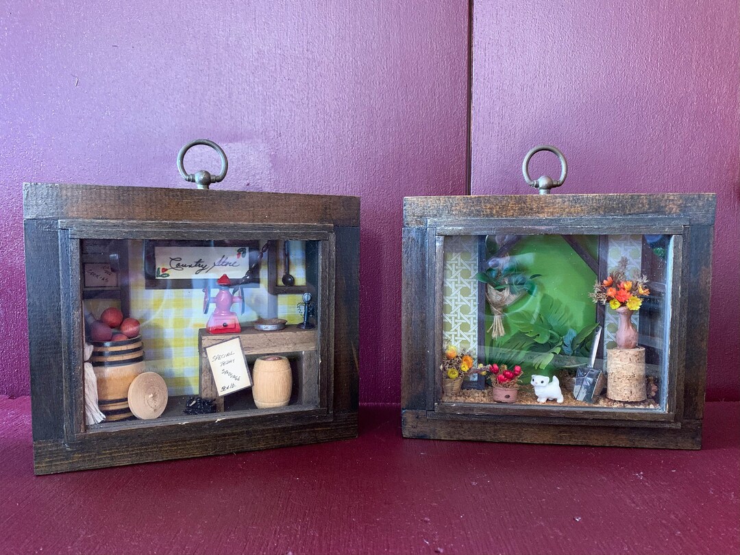 Shadow Box Terrarium Scenes, Still Life, Wall Art, Kitschy, Country ...