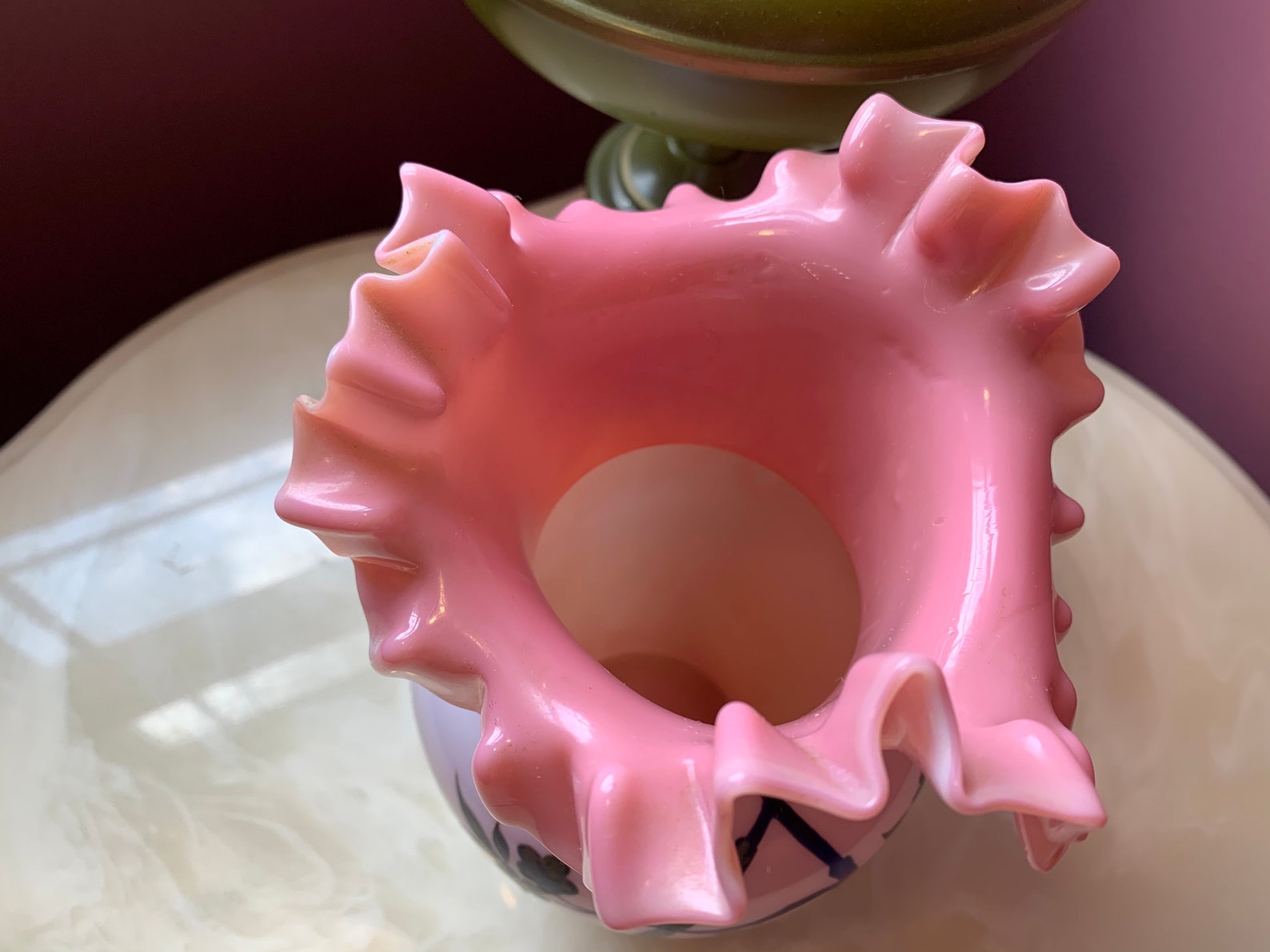 Bristol Opaline Glass Pink Vases Ruffled Pair Victorian Era - Etsy