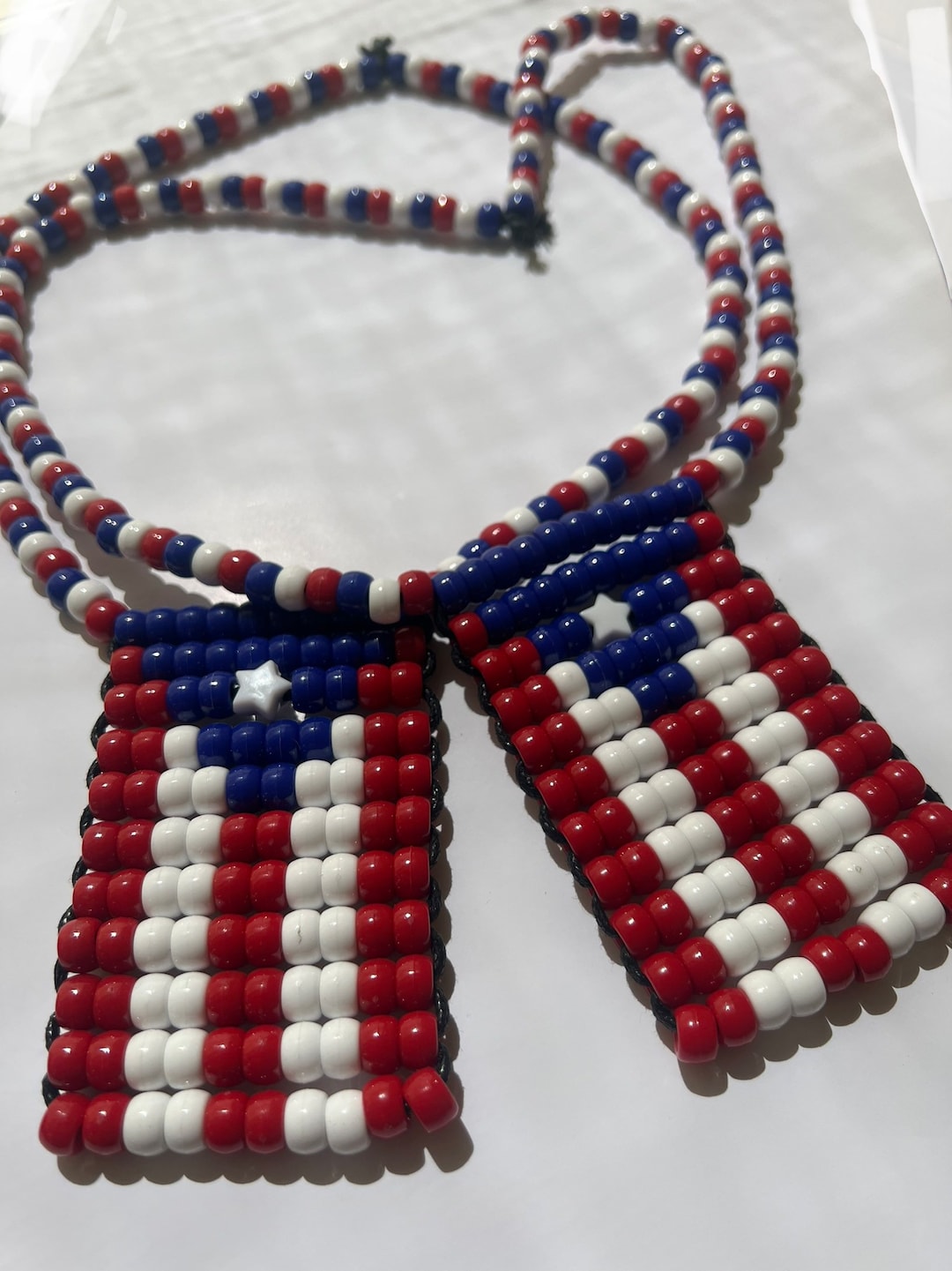 Puerto Rico Boricua Flag Beads Necklace - Etsy