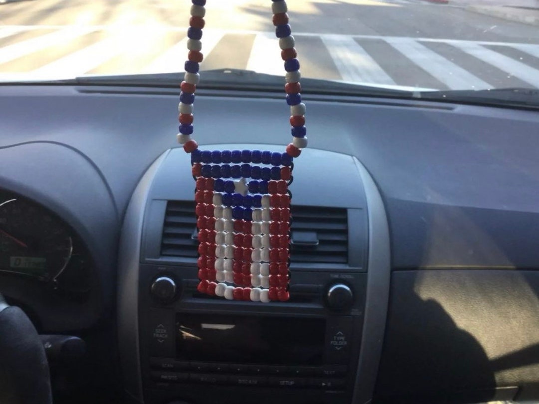 Puerto Rico Rearview Mirror Flag Beaded Flag - Etsy