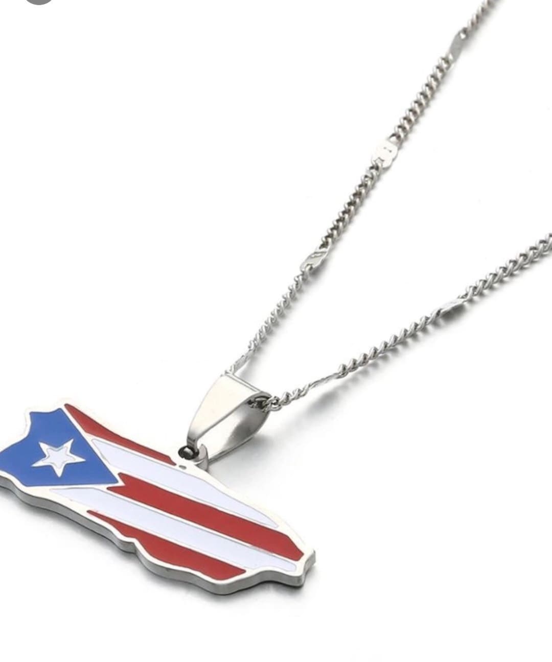 Stainless Steel Puerto Rico Pendant Necklace Flag Map - Etsy