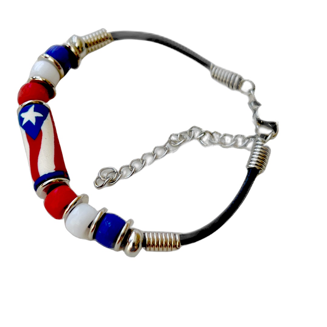 Puerto Rico Flag Bead Bracelet & Anklet - Etsy