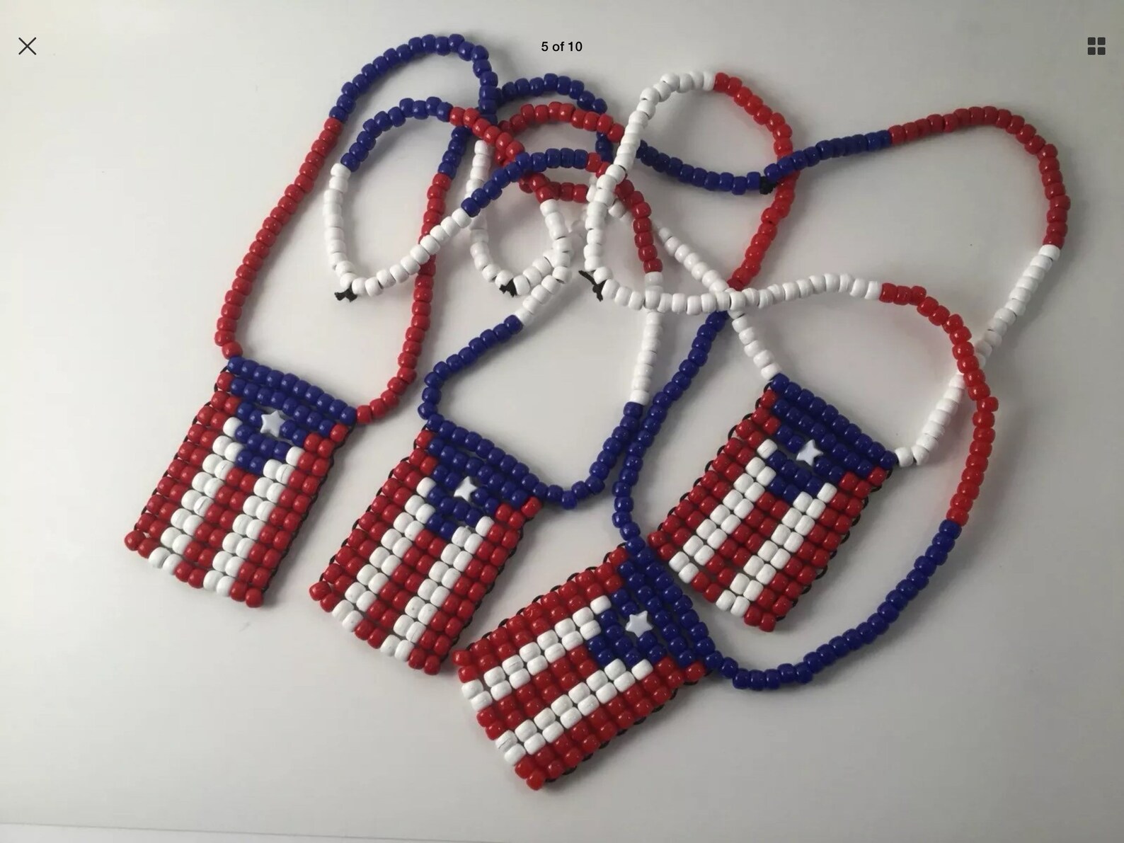 Puerto Rico Boricua Flag Beads Necklace - Etsy