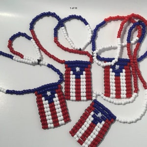 Puerto Rico Boricua Flag Beads Necklace - Etsy