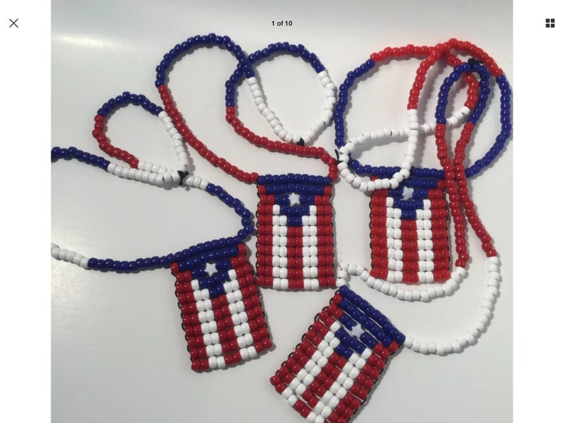 Puerto Rico Boricua Flag Beads Necklace - Etsy