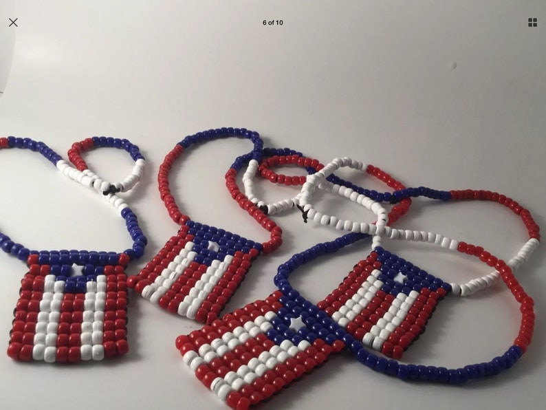 Puerto Rico Boricua Flag Beads Necklace - Etsy