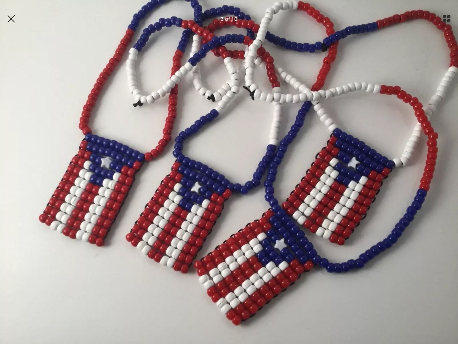 Puerto Rico Boricua Flag Beads Necklace - Etsy