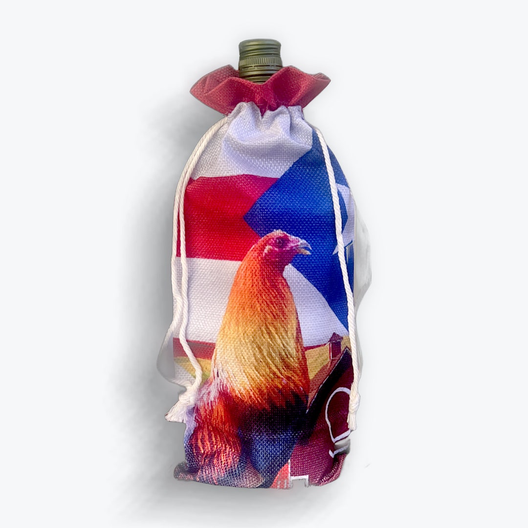 Rooster Puerto Rico Flag Bottle Wine Gift Bag. - Etsy